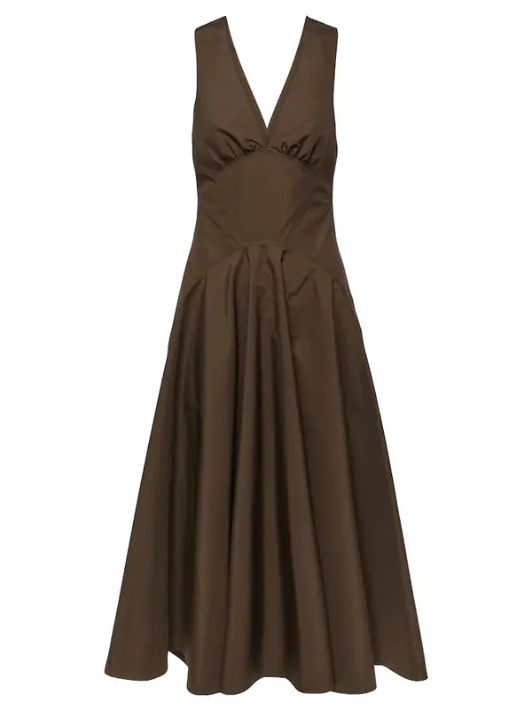 Alaïa Cotton Poplin Midi Dress - Brown