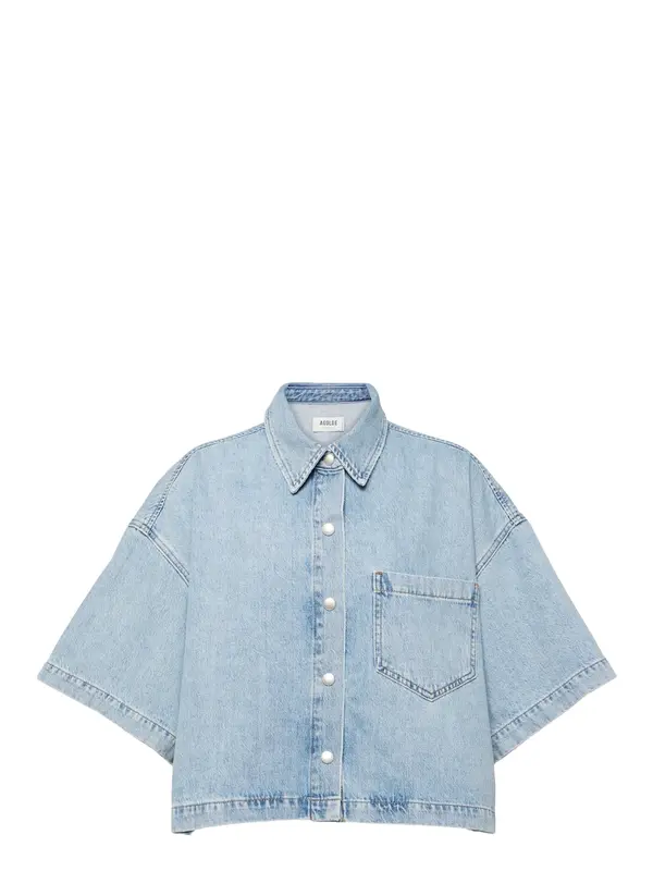 AGOLDE Rona Boxy Cropped Shirt - Blue