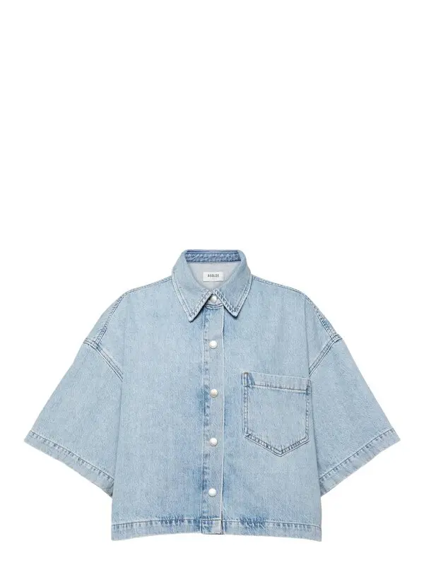 AGOLDE Rona Boxy Cropped Shirt - Blue