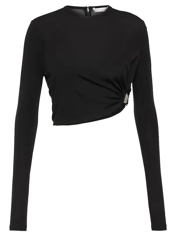 Christopher Esber Embellished Cutout Jersey Top - Black