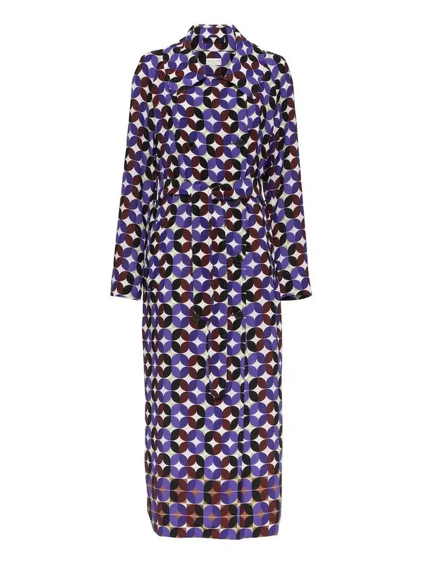 Dries Van Noten Printed Double-breasted Coat - Purple