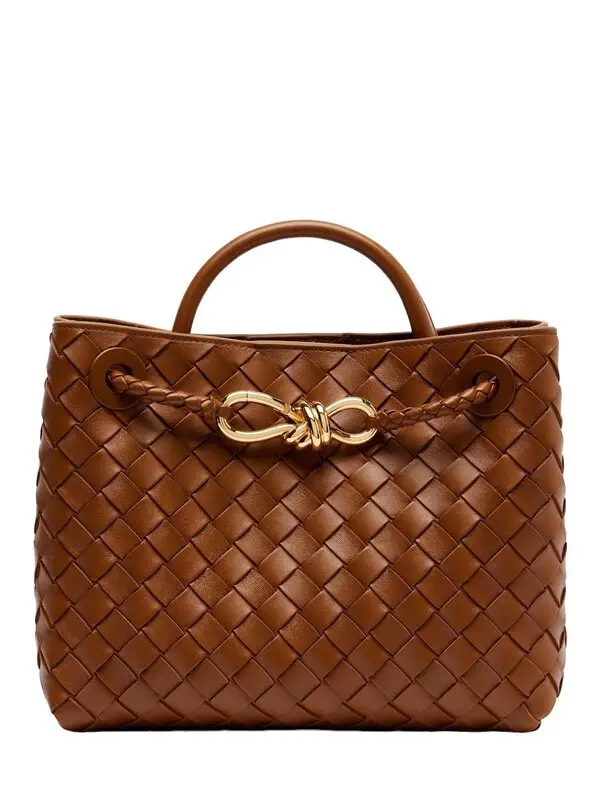 Bottega Veneta Andiamo Small Intrecciato Leather Shoulder Bag - Brown