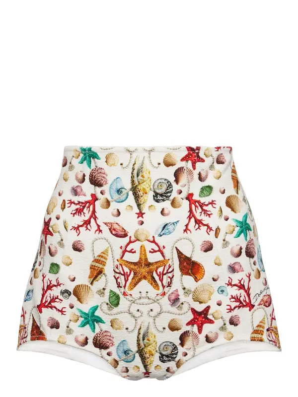 Dolce & Gabbana Capri Printed High-rise Shorts - White