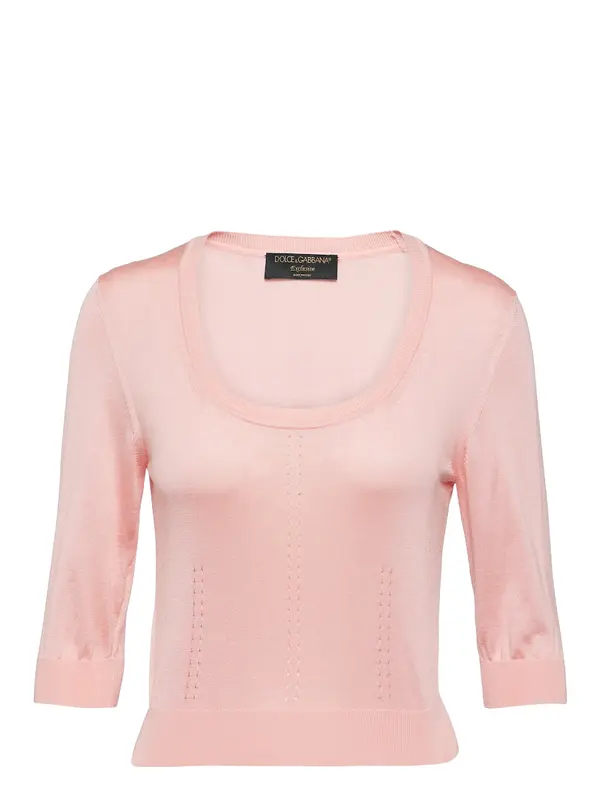 Dolce & Gabbana Capri Pointelle Silk Sweater - Pink