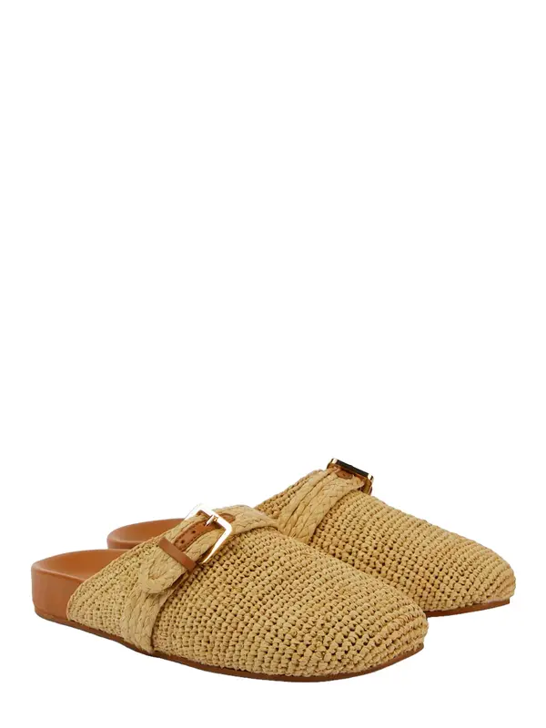 Clergerie Quinta Raffia Mules - Beige