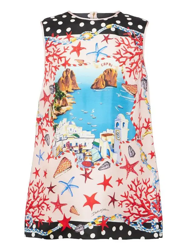 Dolce & Gabbana Capri Printed Silk Top - Multicoloured