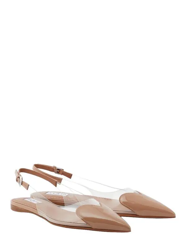 Alaïa Le Coeur Patent Leather And Pu Slingback Flats - Beige