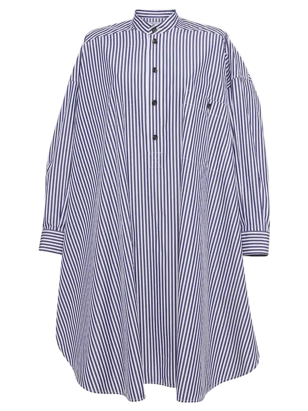 Bottega Veneta Striped Cotton Shirt Dress - Blue