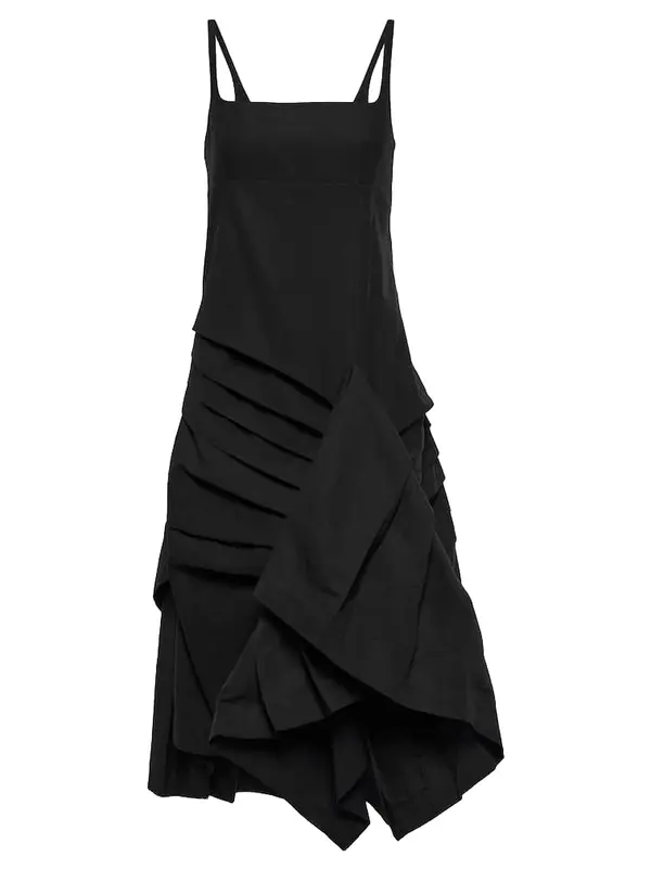 Dries Van Noten Draped Pleated Midi Dress - Black