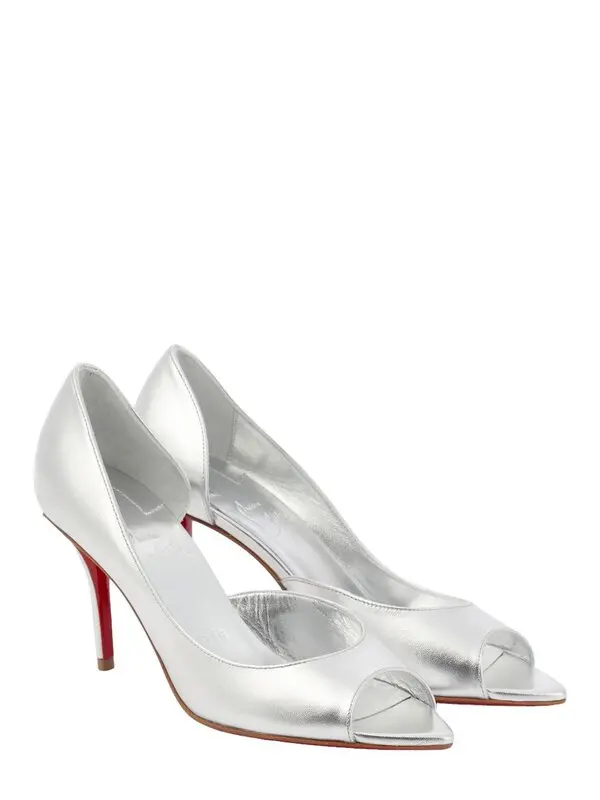 CHRISTIAN LOUBOUTIN Open Apostropha 80 Metallic Pumps - Silver