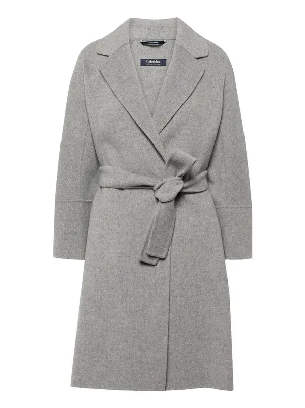 Max Mara Virgin Wool Wrap Coat - Grey