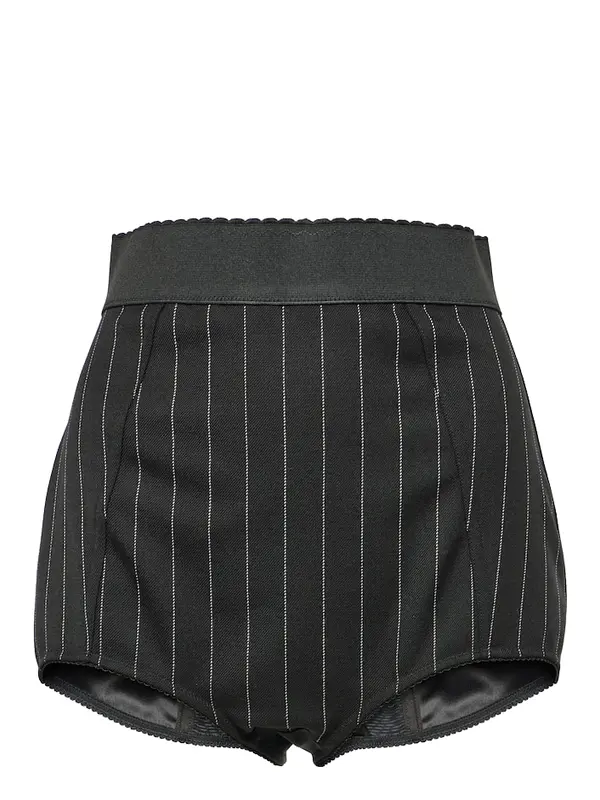 Dolce & Gabbana Pinstripe Wool-blend Shorts - Black