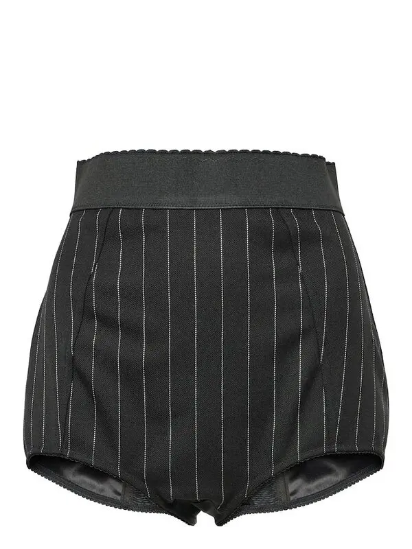 Dolce & Gabbana Pinstripe Wool-blend Shorts - Black