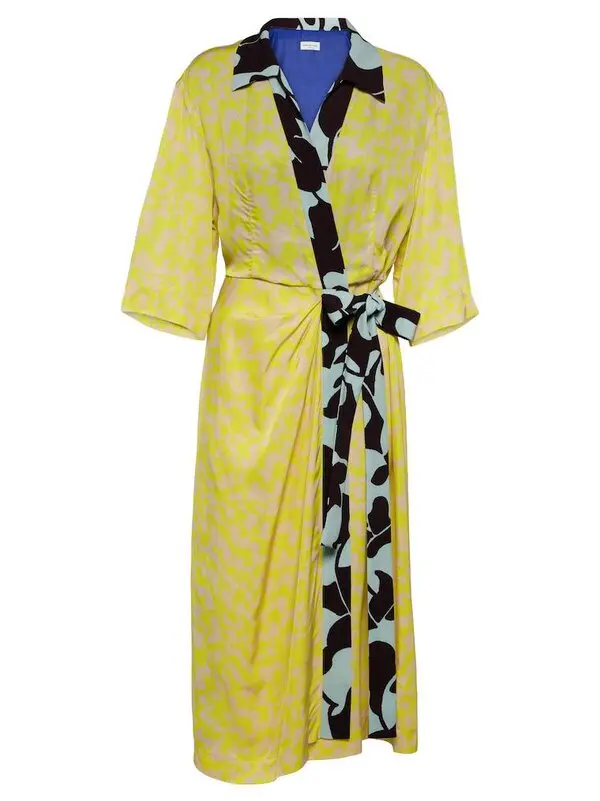 Dries Van Noten Printed Wrap Midi Dress - Multicoloured