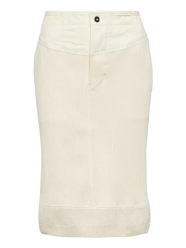 Bottega Veneta Ribbed-knit Cotton Jersey Midi Skirt - Neutrals