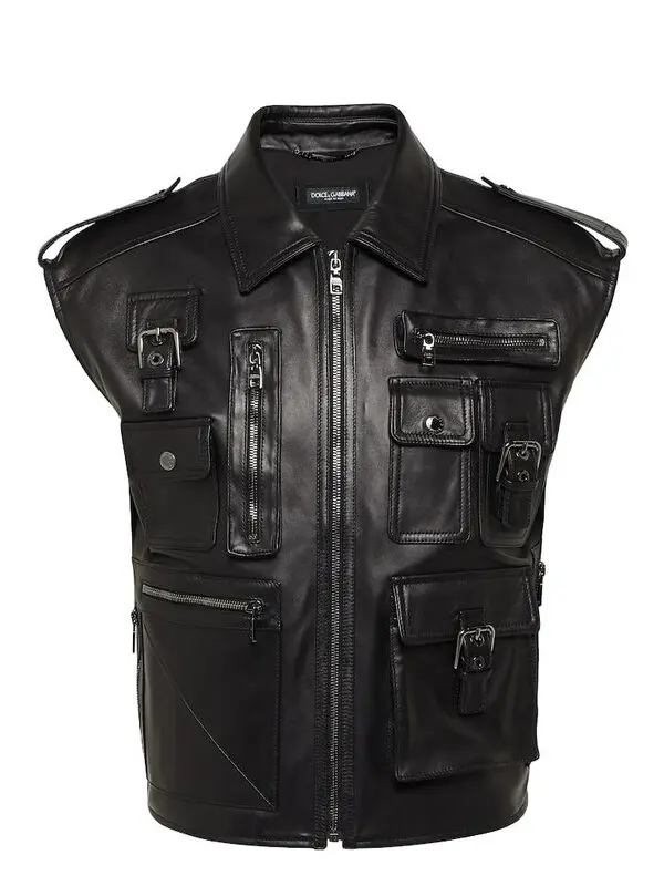 Dolce & Gabbana Leather Biker Jacket - Black