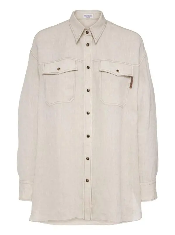 Brunello Cucinelli Oversized Linen Shirt - Beige
