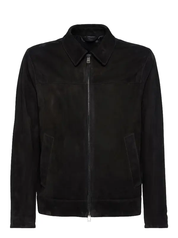 Brioni Suede Blouson Jacket - Black
