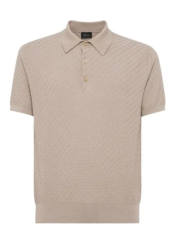 Brioni Cotton, Silk And Cashmere Polo Shirt - Beige
