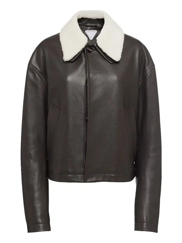 Bottega Veneta Shearling-trimmed Leather Jacket - Black