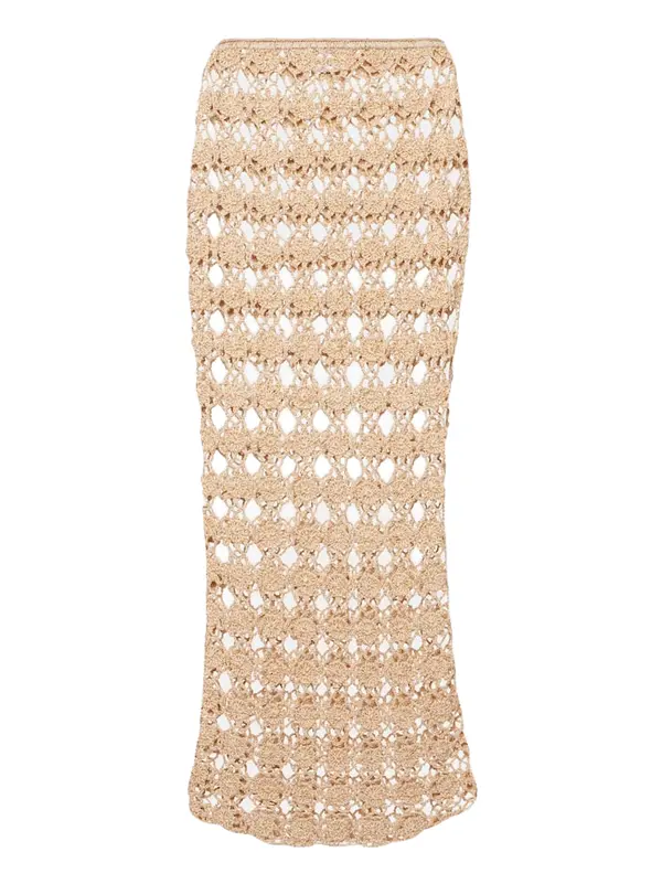 Anna Kosturova Rosette Crochet Maxi Skirt - Gold