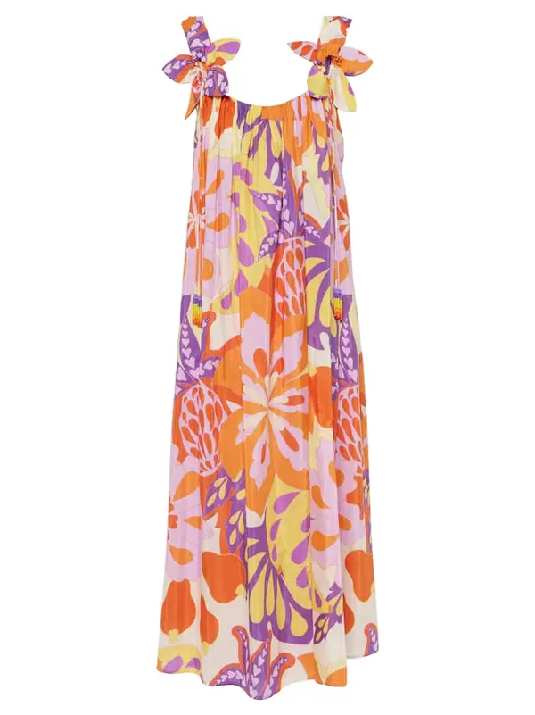 Farm Rio Lee Floral Cotton-blend Maxi Dress - Multicoloured