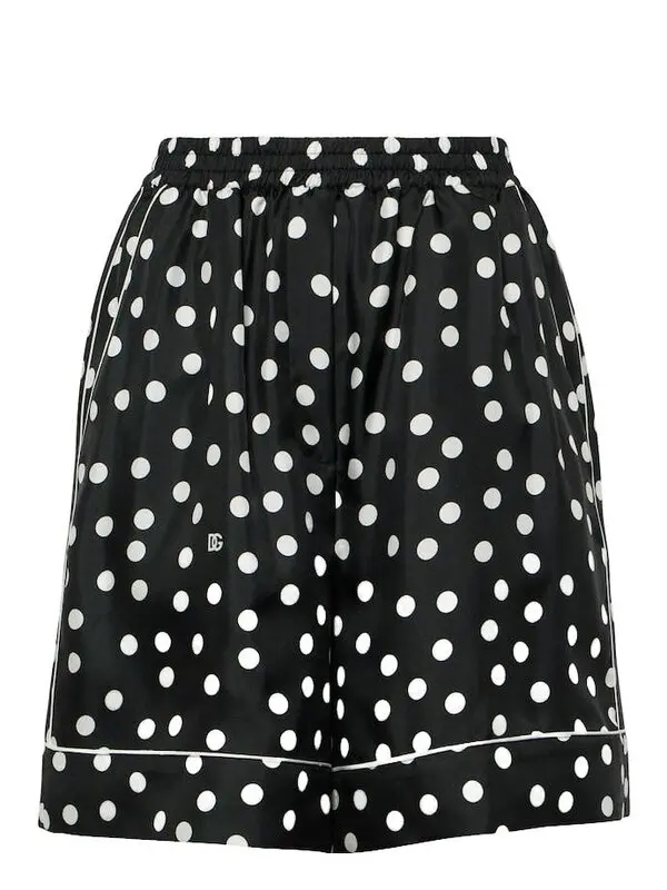 Dolce & Gabbana Capri Polka-dot Silk Satin Shorts - Black