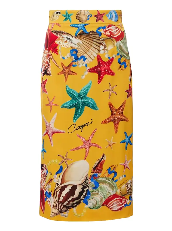Dolce & Gabbana Capri Printed Silk-blend Midi Skirt - Multicoloured