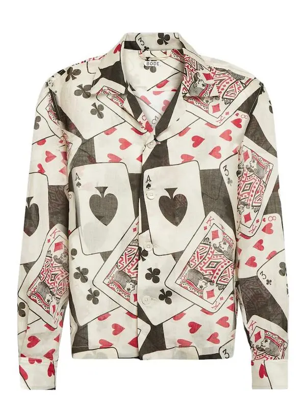 BODE Ace Of Spades Printed Ramie Shirt - White