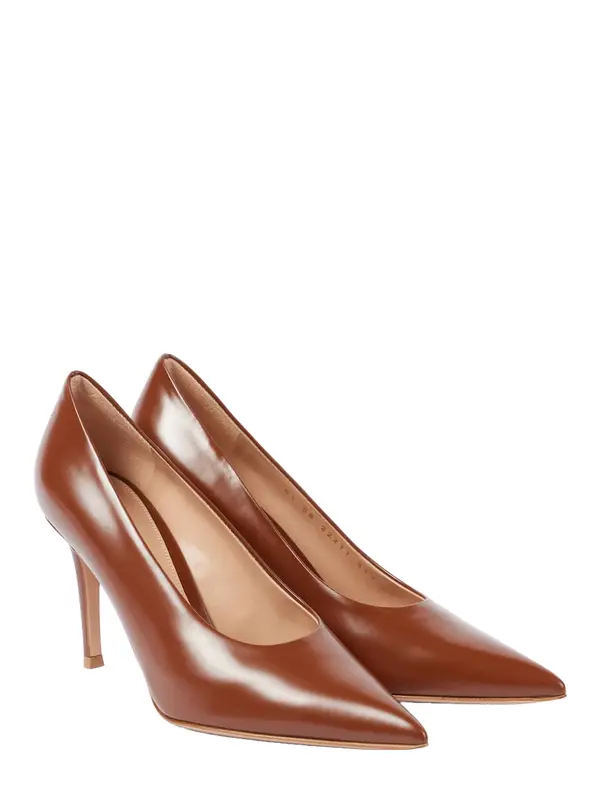 GIANVITO ROSSI 85 Leather Pumps - Brown