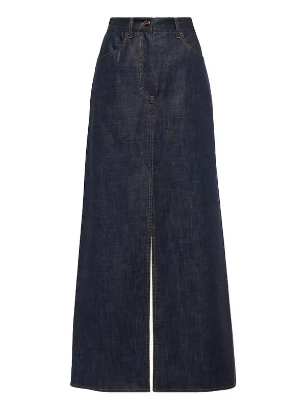 Brunello Cucinelli Denim Maxi Skirt - Blue