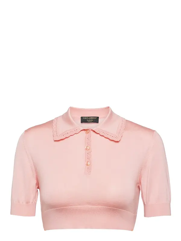Dolce & Gabbana Capri Silk Crop Top - Pink