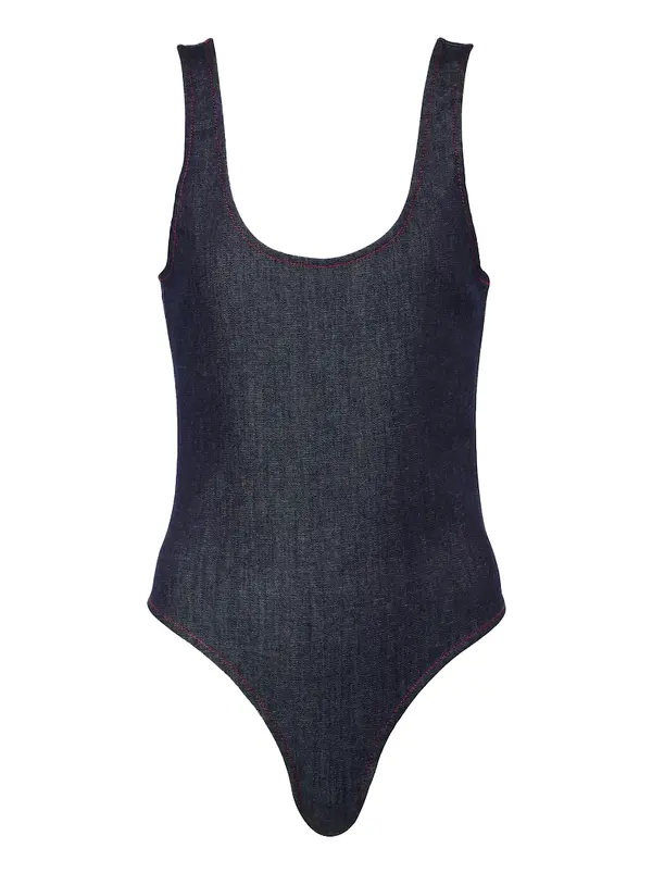 Alaïa Denim Bodysuit - Blue