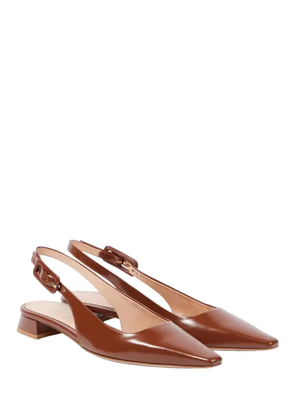 GIANVITO ROSSI Patent Leather Slingback Flats - Brown