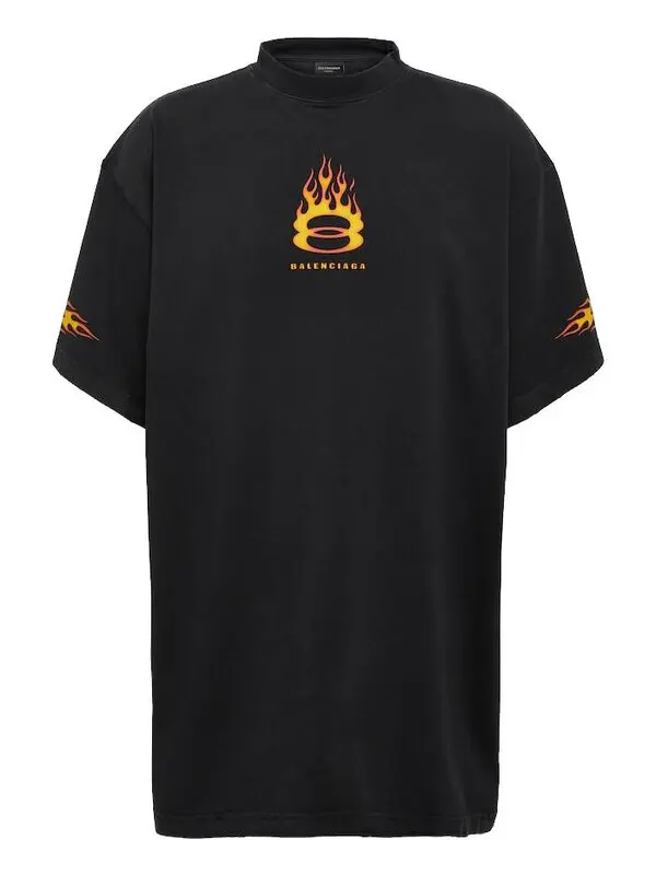 Balenciaga Oversized Logo Cotton Jersey T-shirt - Black