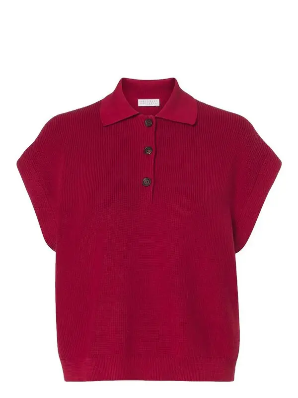 Brunello Cucinelli Cotton Polo Sweater - Red