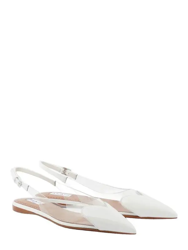Alaïa Le Cœur Patent Leather And Pu Slingback Flats - White
