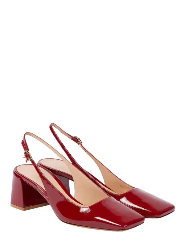 GIANVITO ROSSI Freeda Patent Leather Slingback Pumps - Burgundy
