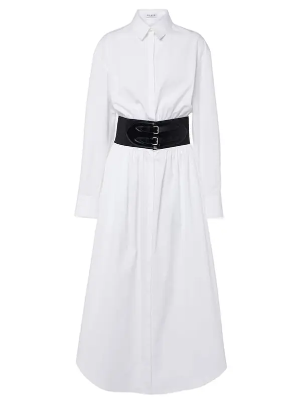 Alaïa Cotton Poplin Shirt Dress - White