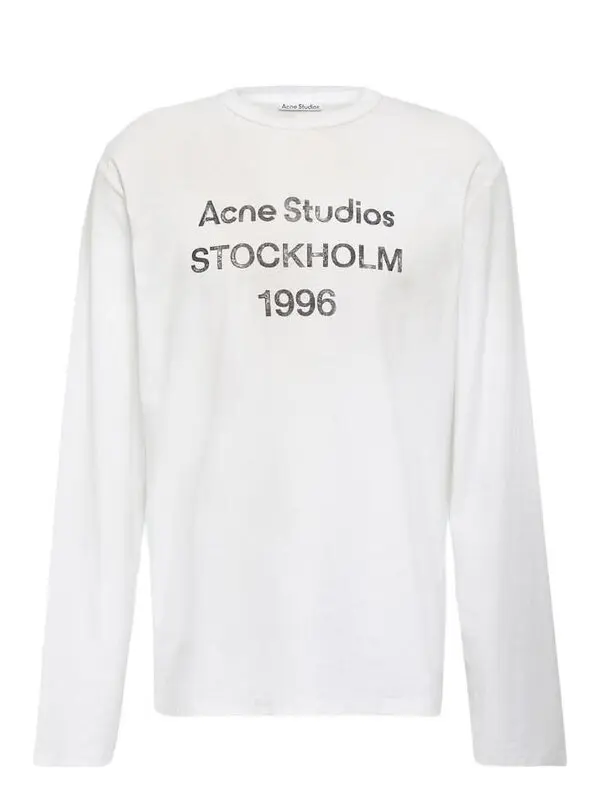 Acne Studios Logo Distressed Jersey T-shirt - White