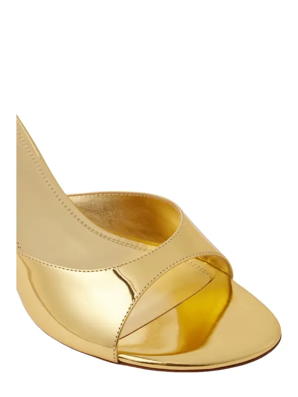 Amina Muaddi Jeanne 60 Metallic Leather Mules - Gold