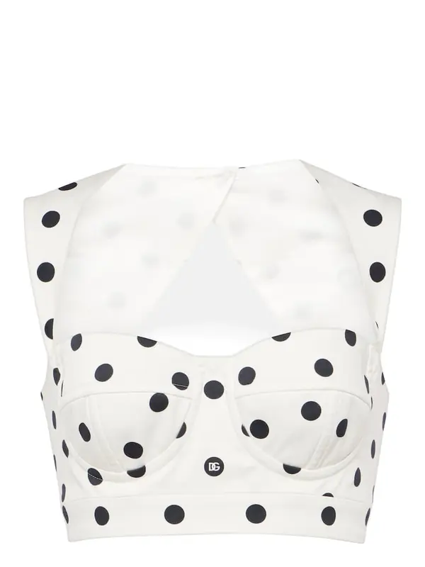 Dolce & Gabbana Polka-dot Cotton-blend Drill Crop Top - Multicoloured