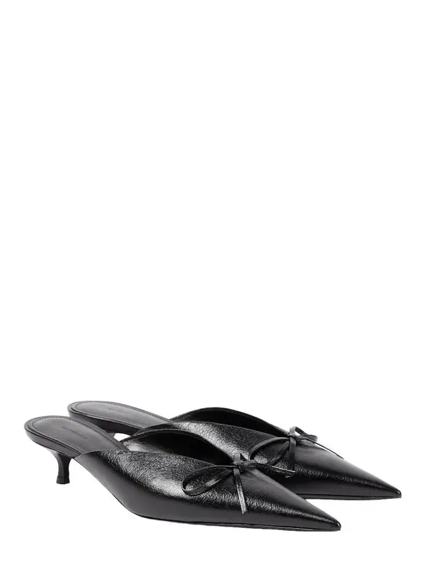 Balenciaga Knife Bow Leather Mules - Black