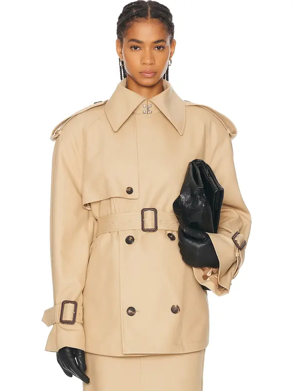 Wardrobe.NYC Cropped Trench - Khaki