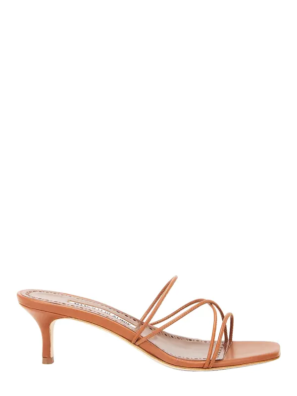 Manolo Blahnik Ninfemu 50 Nappa Sandal - Medium Brown