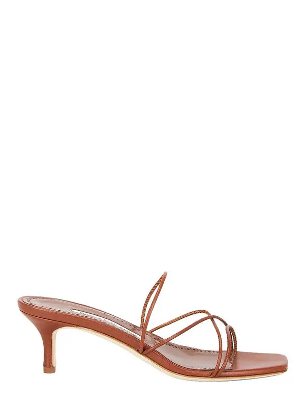 Manolo Blahnik Ninfemu 50 Nappa Sandal - Medium Brown