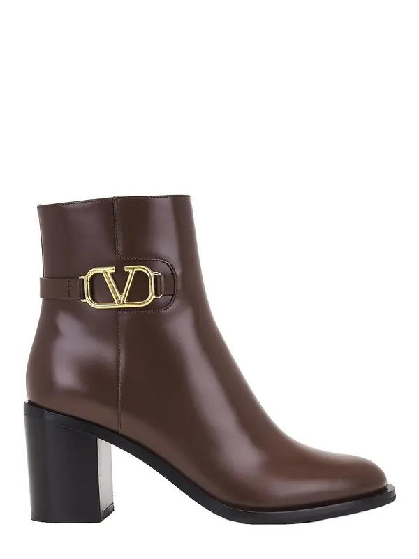 Valentino Garavani V Logo Signature Bootie - Cacao