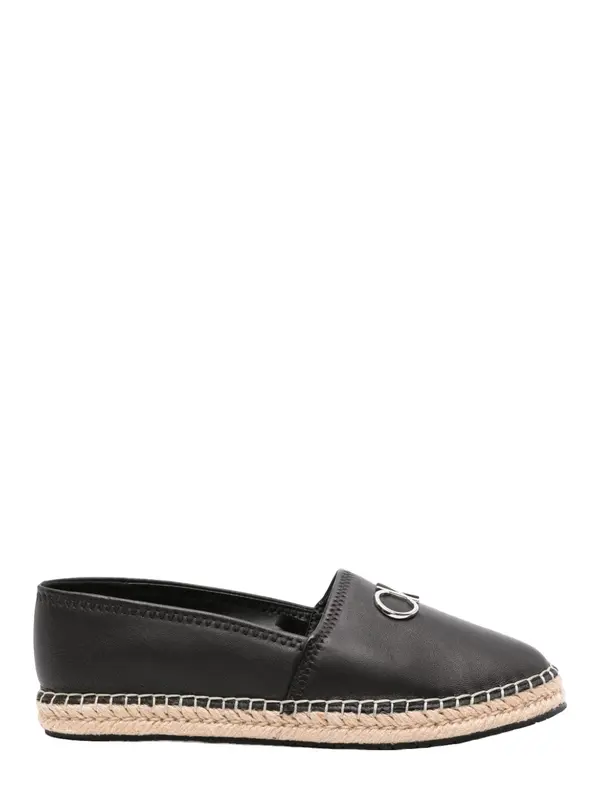 Calvin Klein Plaque Leather Espadrilles - Black