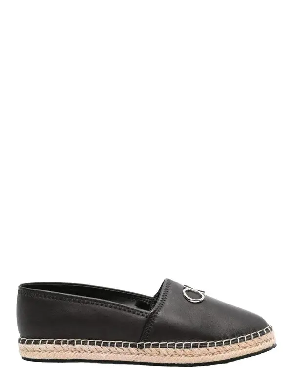Calvin Klein Plaque Leather Espadrilles - Black