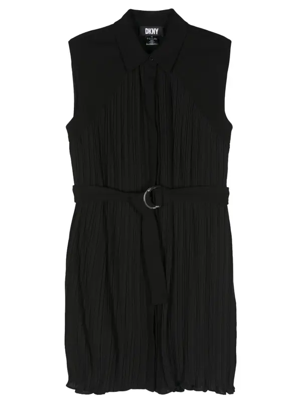 Dkny Pleated Midi Shirt Dress - Black